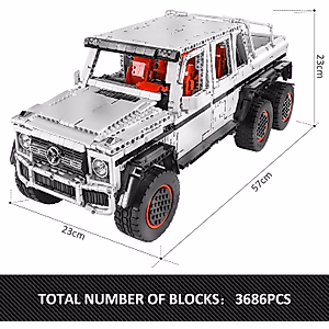 Mould King 13061 Off-Road Pickup Trucks Building Kits Toy, 6x6 MOC Building Blocks Model Off-Road Vehicle with Motor/APP Remote Control, Gift for Kids Age 8+/Adult Enthusiasts(3686 Pieces)