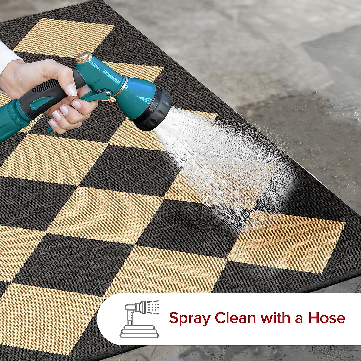 nuLOOM 7' x 9' Outdoor Performance Area Rug, Stain Resistant, Weather Resistant, High Traffic, Patio, Balcony, Outside, Sabina Dark Grey