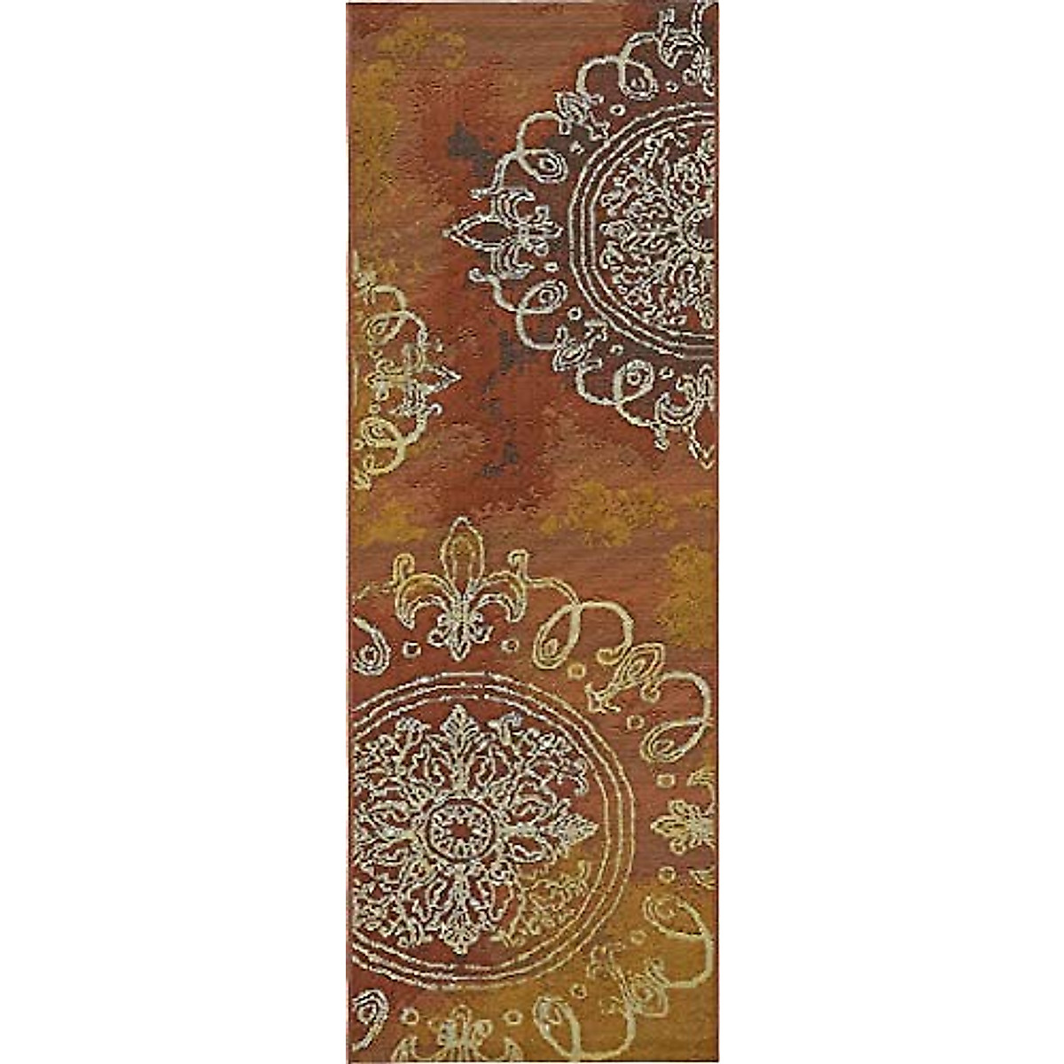 Unique Loom Outdoor Modern Collection Area Rug - Trio (2' x 6' 1" Runner, Rust Red/ Gold)