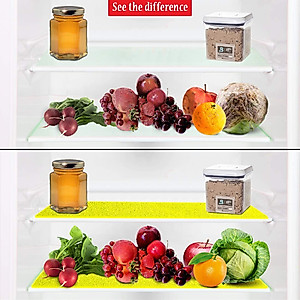 Dualplex® Fridge Liners - Refrigerator Liner Drawers or Shelves - 4 Pack Fridge Mats Washable - 12” x 15” - Fruit & Veggie Life Extender Liner - Fresh Produce Mat - Drawer Shelf Bins Liners (Yellow)