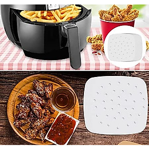 NARFIRE 100Pcs Air Fryer Paper Kitchen White Square Food Cake Paper Mat Pad