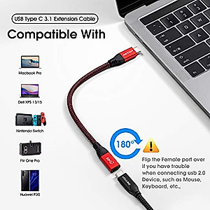 USB C Extension Cable Short, RIITOP USB-C Male to Female Extender Braided Cord for Nintendo Switch, MacBook Pro 7.8inch (Thunderbolt 3 Compatible)