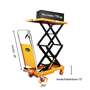 APOLLOLIFT Electric Power Lithium Battery Pallet Jack Truck 3300lb Cap. 48" x27" and Double Scissor Hydraulic Lift Table/Cart 770lbs Capacity 51.2" Lifting Height