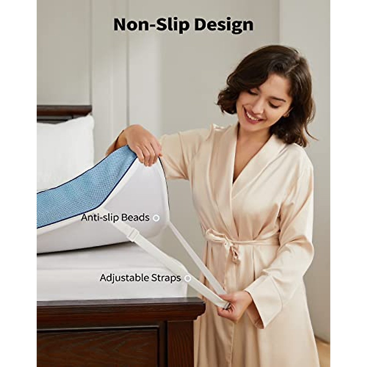 PERLECARE 3 Inch Memory Foam Mattress Topper Queen Size, Cooling Gel-Infused Bed Topper for Back Pain, Medium Firm Mattress Topper with Removable Soft Cover, CertiPUR-US Certified