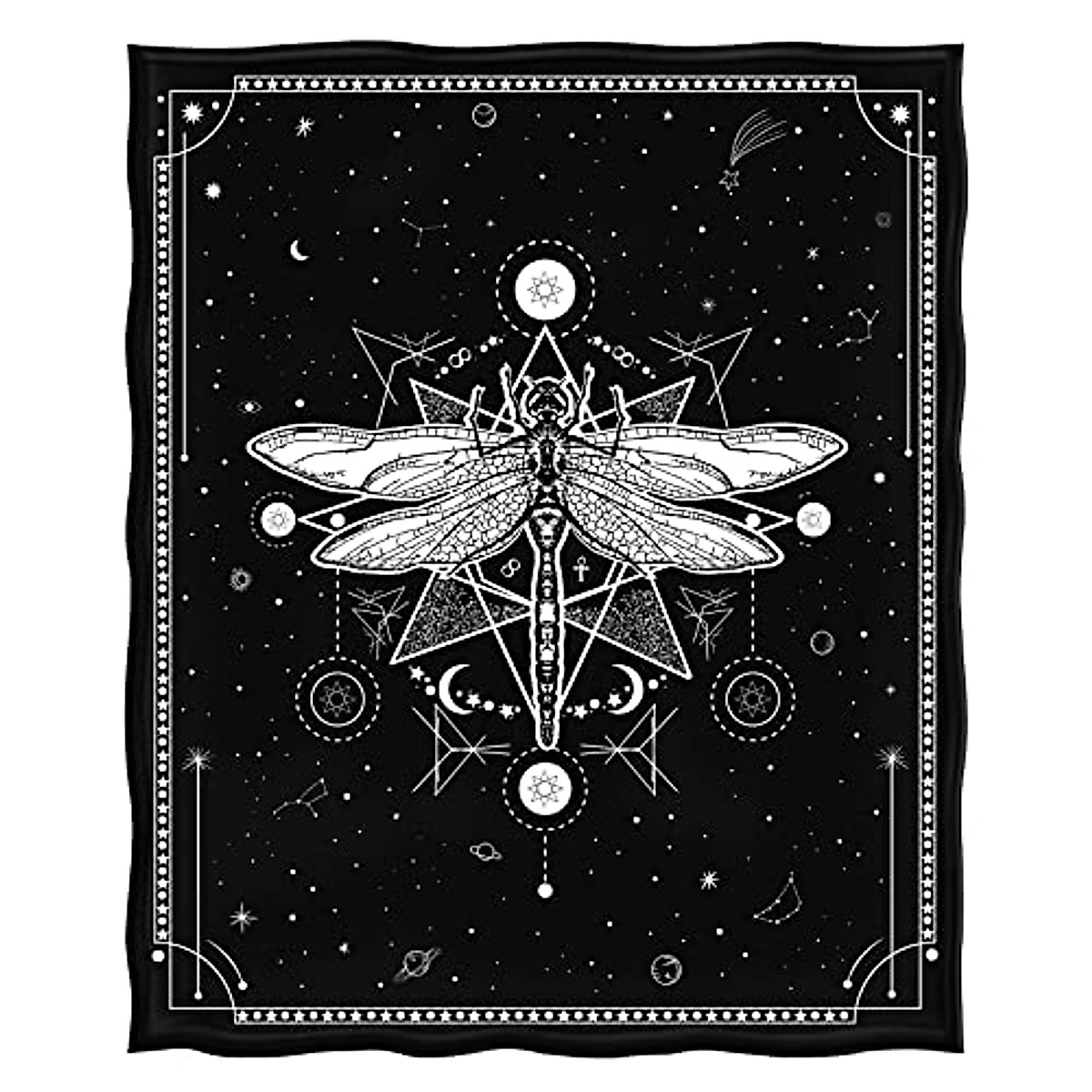 Levens Dragonfly Blanket Gifts for Girls Women Men Decor for Home Bedroom Living Room Car Christmas, Super Soft Warm Lightweight Throw Blankets Silver Black 50"x60"