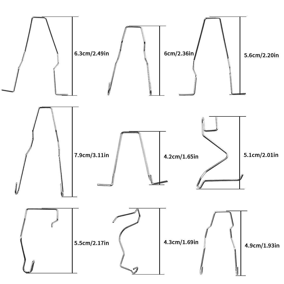 9PCs Bulb Retaining Spring Clips, Universal Car Headlight Clamp Headlamp Dip Dipped Beam Bulb Hoder for H1 H3 H4 H7