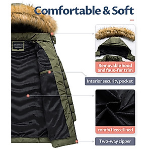 CREATMO US Women's Hooded Puffer Jacket Water-Resistant Insulated Quilted Coat Army Green XL