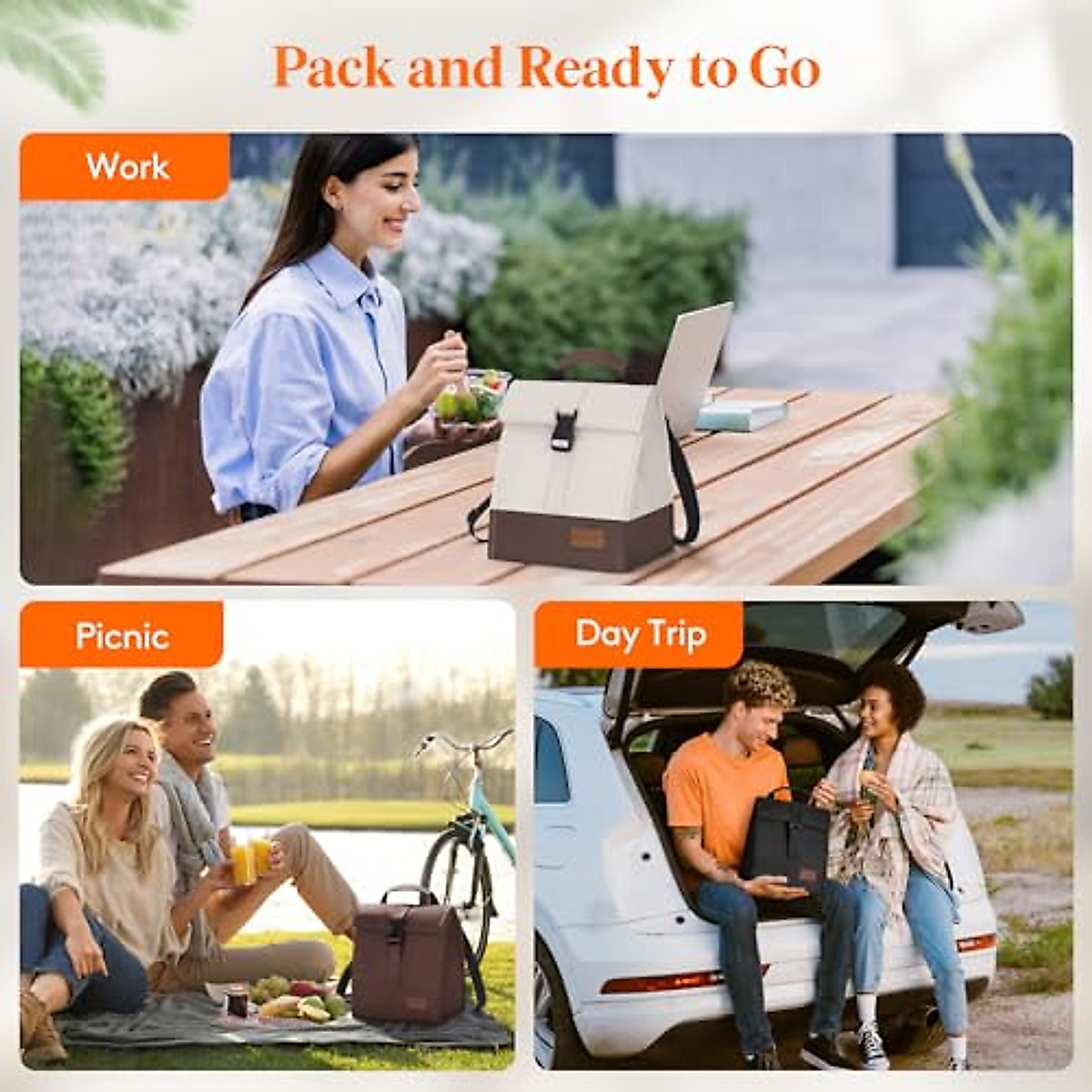 Lifewit Insulated Lunch Bag Rolltop, Reusable Lunch Box for Men Women Adults with Adjustable Shoulder Strap, Foldable Lunchbox Leakproof Cooler Bag for Office Work Picnic, 8L Black