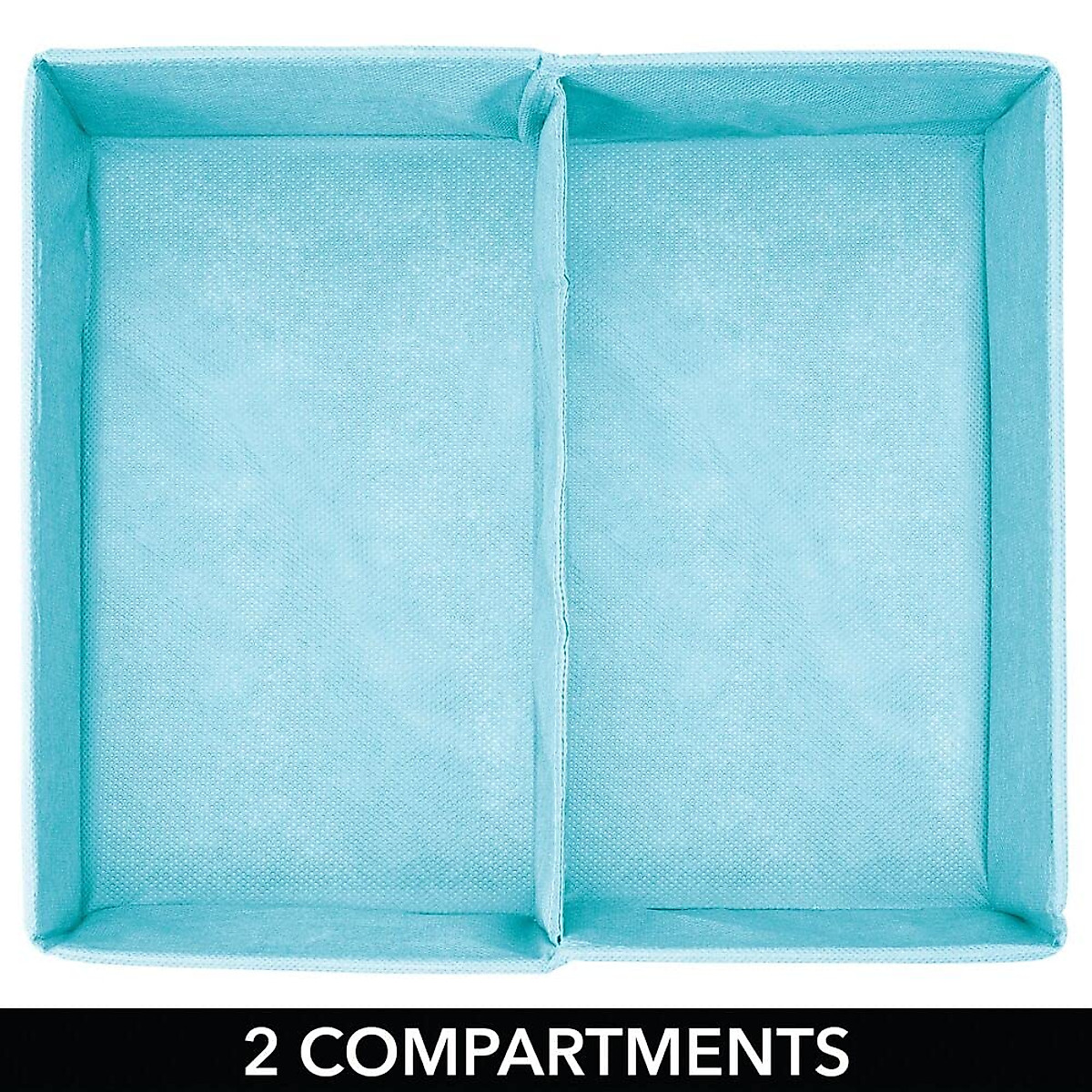 mDesign Fabric Drawer Organizer Bin Dividers for Baby Nursery Dresser, Closet, Organization - Bins Hold Clothes, Diapers, Cream, Toy, Blankets - 2 Pack, Turquoise Blue/White Polka Dot