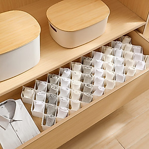 ROUFA Drawer Dividers Organizers, Plastic Drawers Organizer for Panties and Bras, Honeycomb Drawer Separator for Socks, Leggings, Belt and Scarf (2 Sets of White)