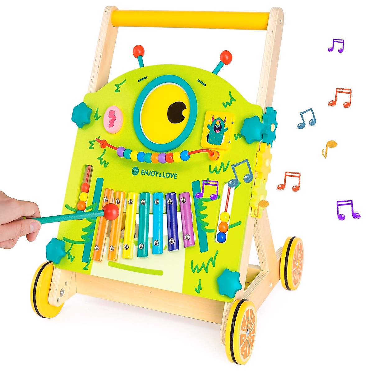 Wooden Baby Walker Baby Push Walker Sit-to-Stand Learning Walkers for Baby Toddlers Baby Walker Activity Center Toys Multifunctional Montressori Educational Toy for Boys & Girls