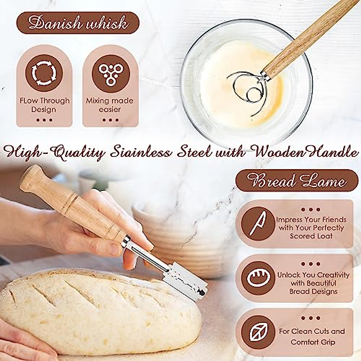 Yaomiao 13 Pcs Banneton Bread Proofing Basket Set, Bread Proofing Basket Rattan with Liner, Sourdough Bread Making Kits for Starter Professional Baker Gift (Round, Oval,9 Inch, 10 Inch)