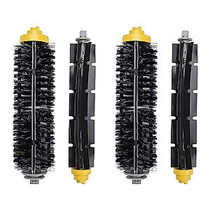 Garbage fighter Replacement Parts for iRobot Roomba 600 Series 690 980 670 660 651 650 630 614 595 585 564 552, 2 Pairs Bristle and Flexible Beater Brush, Vacuum Cleaner Kit