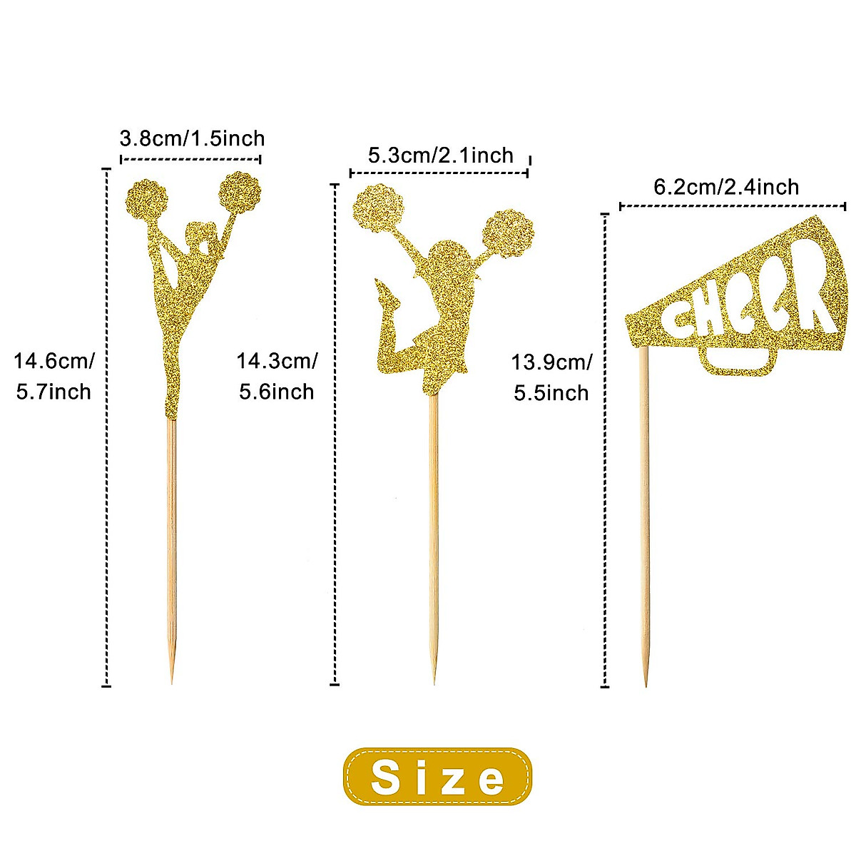 36 Pieces Cheerleader Cupcake Toppers Glitter Cheerleading Gymnastics Cupcake Picks Cheer Team Cake Decorations Gymnast Girl Toothpicks Cake Decor for Girls Birthday Party Favors Supplies