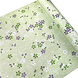 HOYOYO 17.8 x 78 Inches Self-Adhesive Shelf Liner, Self Adhesive Dresser Drawer Paper Wall Sticker Home Decoration, Green Flowers