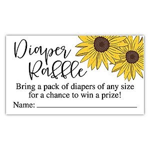 50 Sunflower Diaper Raffle Tickets - Baby Shower Game - Invitation Inserts