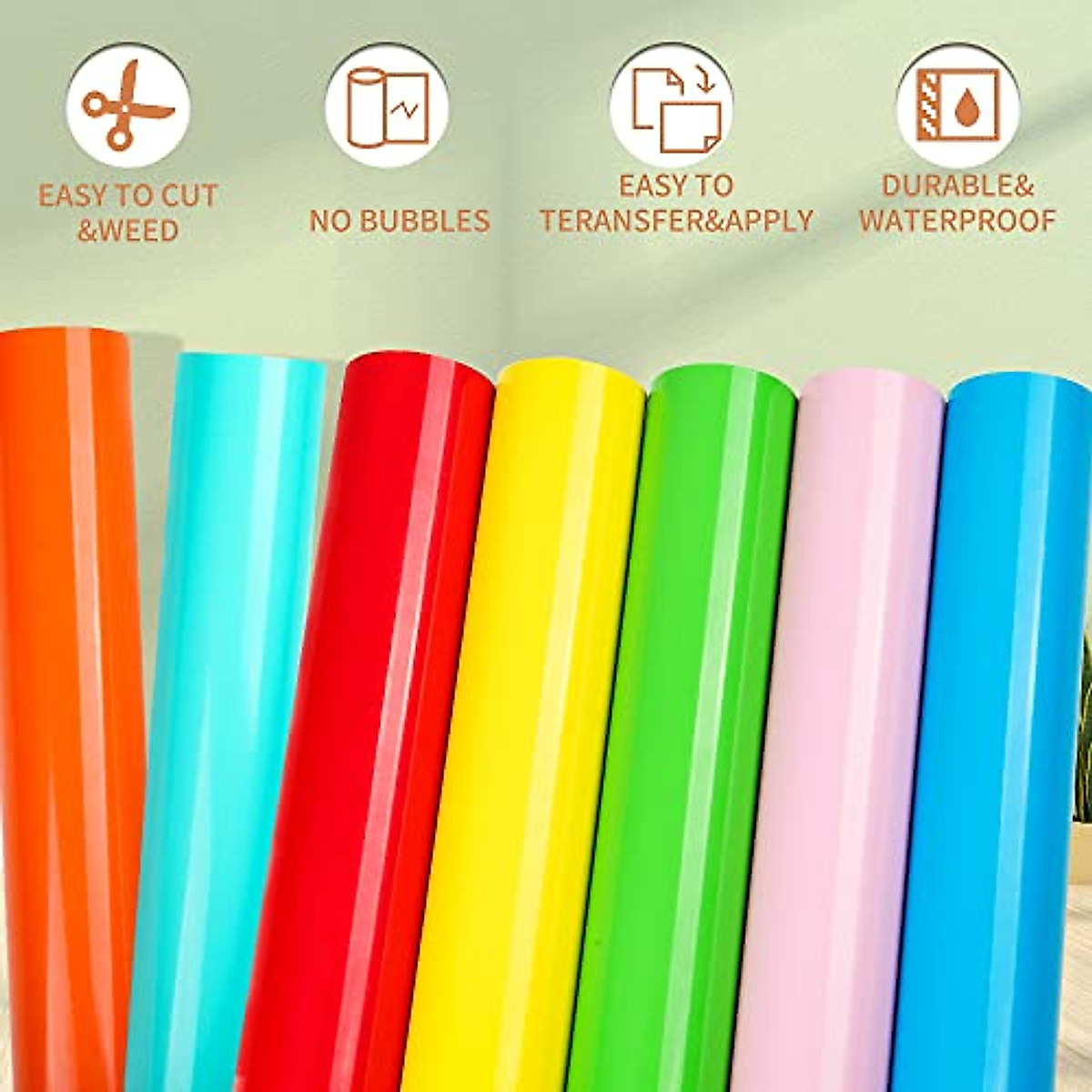 IModeur White Permanent Vinyl - 12" x 10 FT Glossy White Adhesive Vinyl Roll for Cricut, Adhesive Craft Vinyl Bundle, Vinyl Roll for Cup Decor, Party Decoration, Sticker