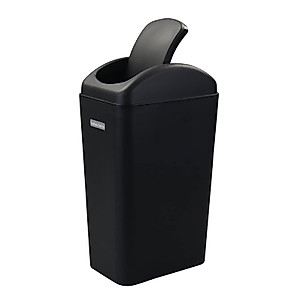 Buyitt 3.5-Gallons/13-Liter Wastebasket Trash Container, Small Slim Recycling Bin for Home/Bathroom/Bedroom/Office/Under Desk, Black