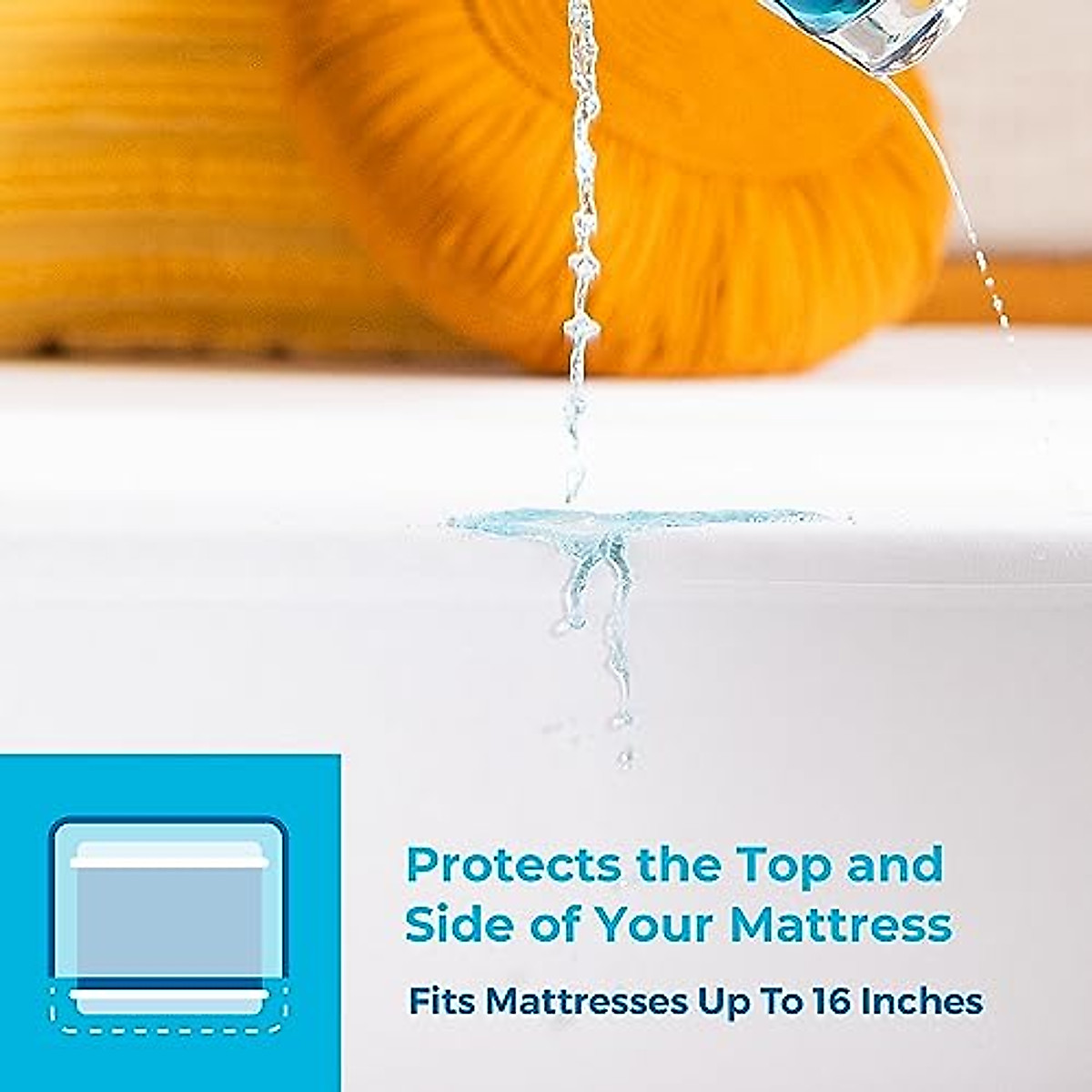Linenspa Mattress Protector Queen - Five Sided Queen Mattress Protector Waterproof Mattress Cover – Soft Breathable Bed Protector - Fitted Sheet Style - Deep Pocket Up to 14”