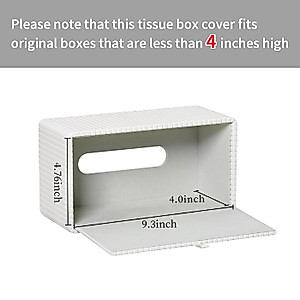 MEIBOOCH Tissue Box Cover Stylish PU Leather Rectangular Tissue Box Holder with Magnetic Bottom Cover for Bathroom Bedroom or Office (Cream-White)