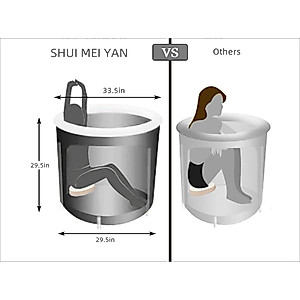 SHUIMEIYAN Large Ice Bath Tub for Athletes Outdoor Portable Free-standing Bathtub for Adults Cold Water Therapy Tub for Recovery Cold Plunge Tub (8209 black-29.5"Φ x 29.5"H)