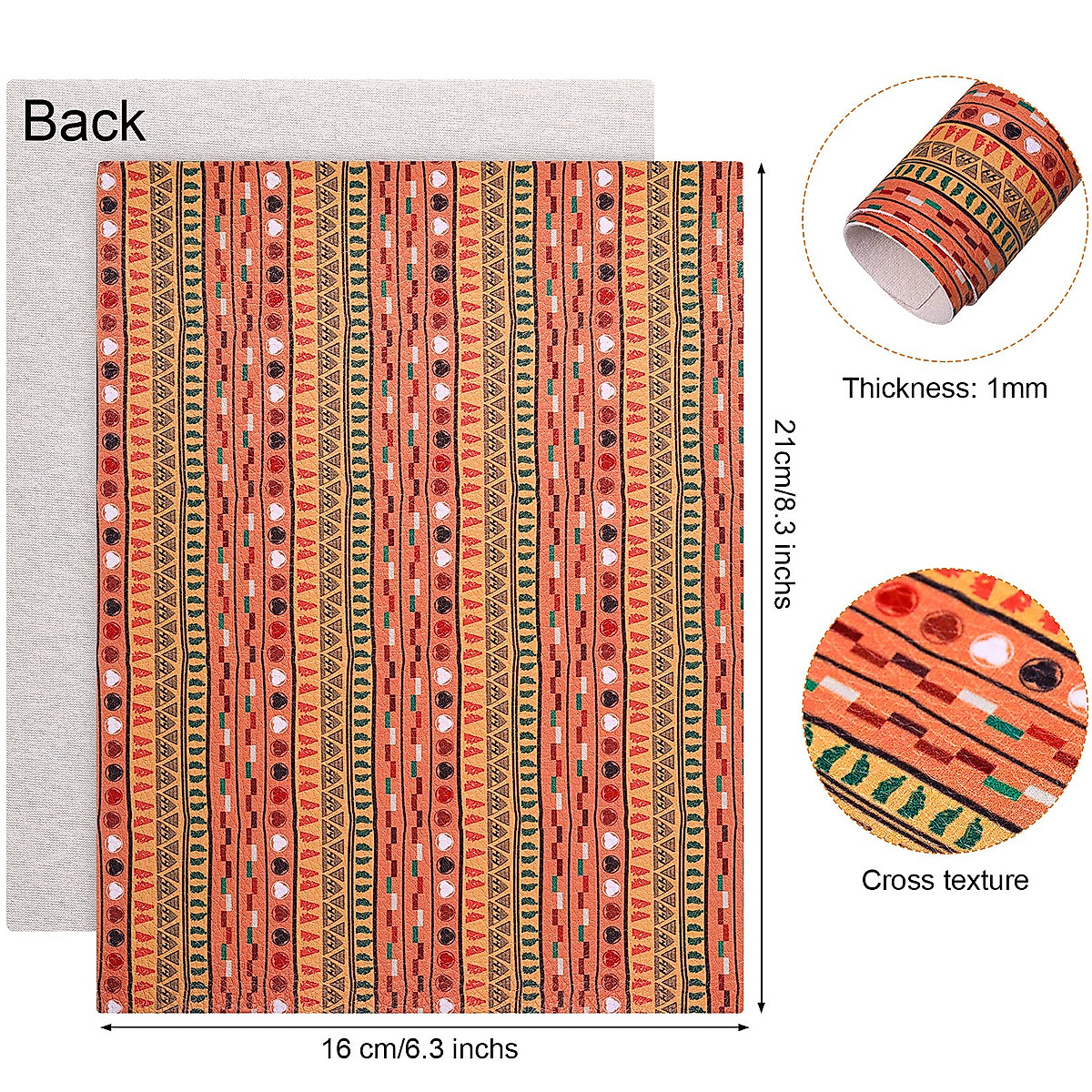 Xuniea 12 Pieces 6.3 x 8.3 Inch African Pattern Faux Leather Sheets Geometry Boho Pattern African Elements PU Leather Sheets Printed Synthetic Leather Fabric for DIY Earrings Hair Bows Crafts Making