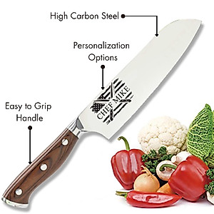 Customizable Stainless Steel Steel Santoku Kitchen Knife with Laser Engraved Cooking Gifts for Him Her Housewarming Gifts Kitchen Knife Gift Set