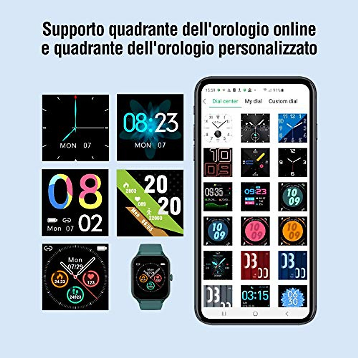 IOWODO Smart Watch, Fitness Tracker 1.55'' HD Touch Screen with Heart Rate Monitor & Sleep Tracking, 5ATM Waterproof Pedometer Smartwatch for Men Women Compatible with iPhone Android Phones