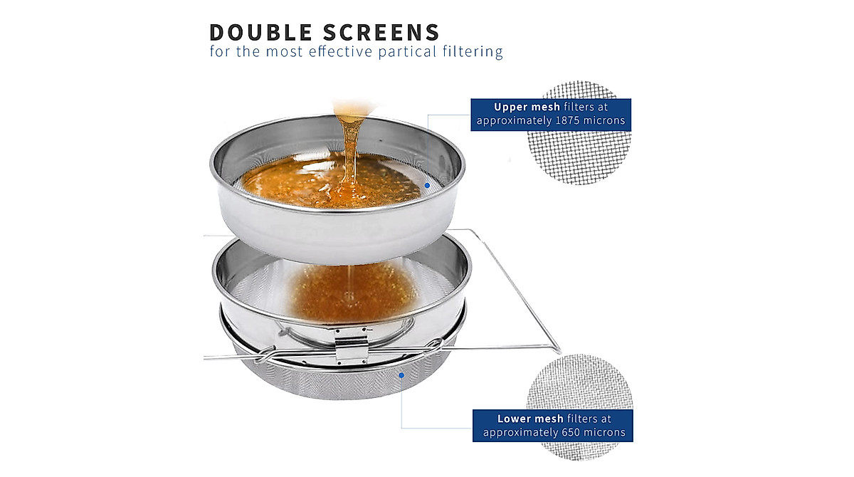 VIVO Stainless Steel Double Sieve Honey Strainer Filter