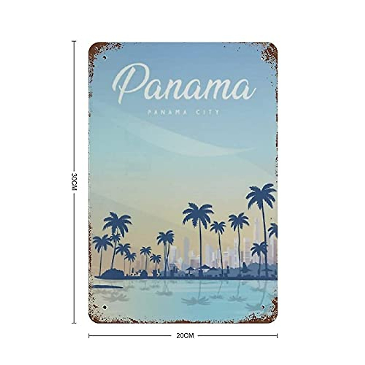PPFINE Panama Travel Tin Sign Metal Plaque Art Hanging Iron Painting Retro Home Kitchen Garden Garage Wall Decor 12"x8"