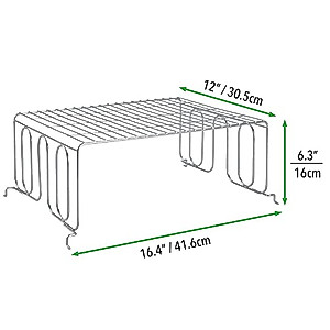 mDesign Versatile Metal Wire Closet Shelf Divider and Separator with Top Shelf for Storage and Organization in Bedroom, Bathroom, Kitchen and Office Shelves - Easy Install - Chrome Silver
