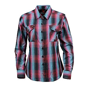 Milwaukee Leather MNG21612 Women's Black and Pink with Blue Long Sleeve Cotton Flannel Shirt - 3X-Large