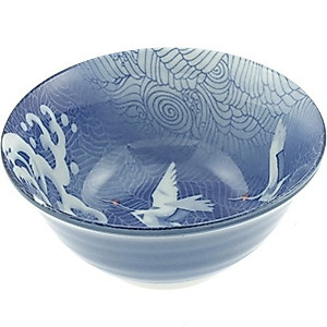 123kotobukijapanstore Japanese 6" Tayo Blue Wave/Cranes Bowl