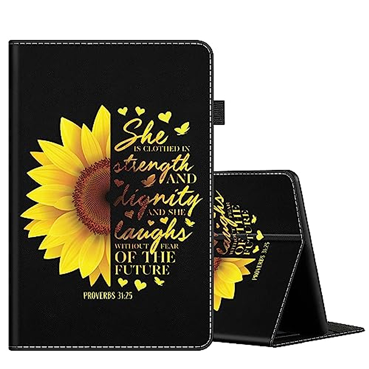 Case Cover for Kindle Fire 7 Tablet (9th/7th/5th Generation, 2019/2017/2015 Release), Slim Folding Stand Cover with Auto Wake/Sleep, Sunflower Christian Bible