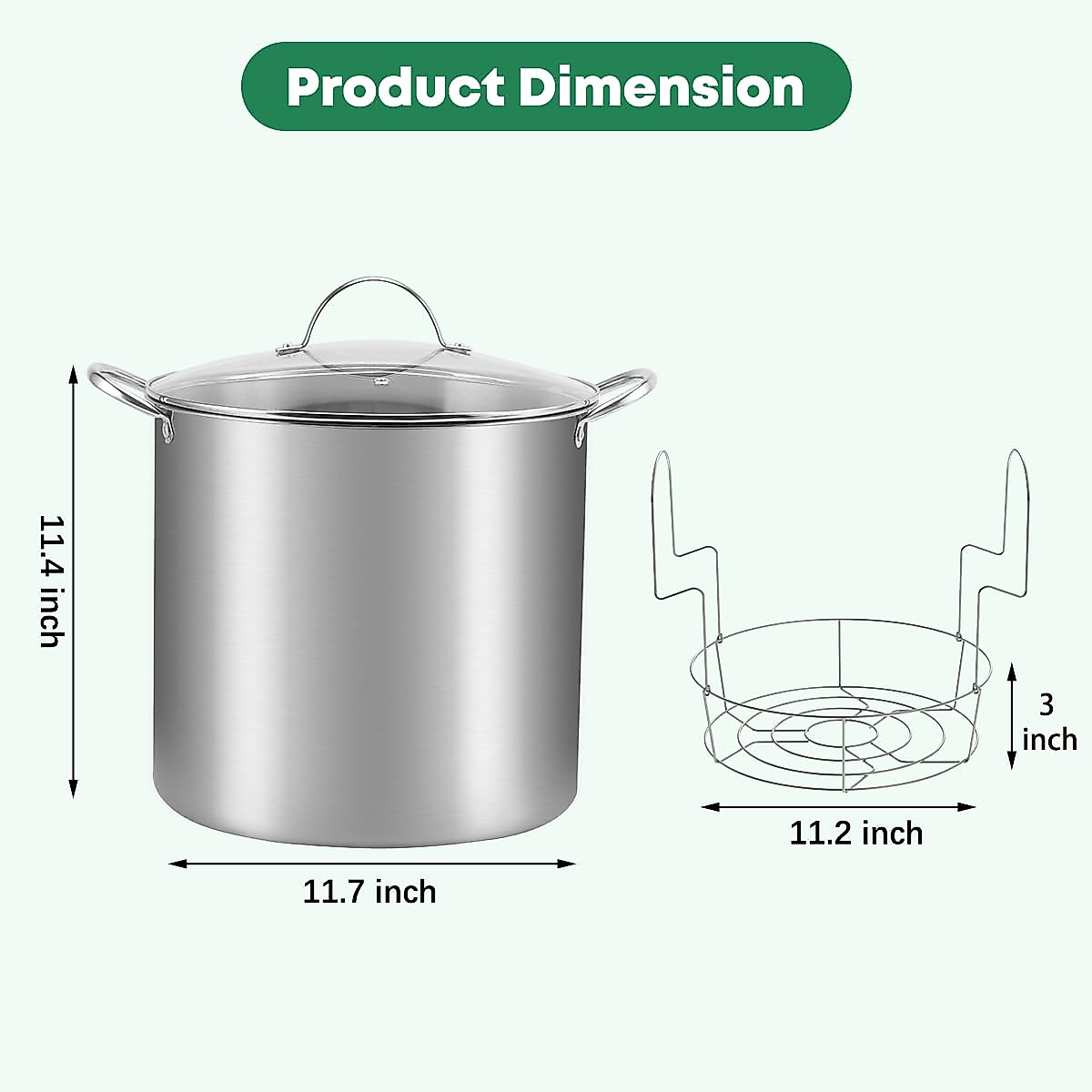 Fulgutonit Stainless Steel 21.5QT Water bath Canning Pot with Rack & Lid, Canning Supplies Starter Kit and 6 Pieces Canning Tools Set, Water bath Canner for Beginner