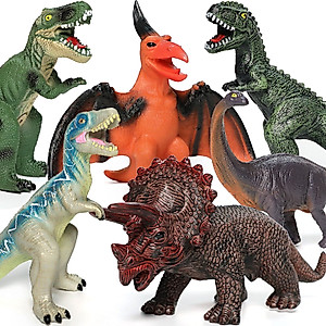 Gzsbaby 6 Piece Jumbo Dinosaur Toys for Kids and Toddlers, Dinosaur Toys for Kids 3-5, Large Soft Dinosaur Toys for Dinosaur Lovers - Perfect Dinosaur Party Favors, Birthday Gifts