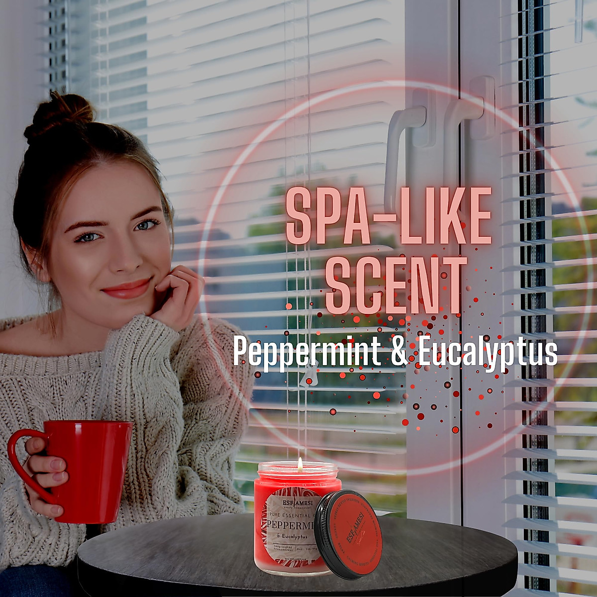 CHRISTMAS CANDLE | Peppermint + Eucalyptus | STRONGLY SCENTED | Christmas Scents | Holiday Stocking Stuffers | Handcrafted USA (Premium Wax Blend, 8oz)