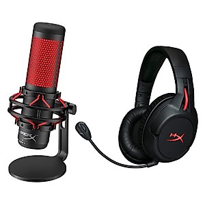 HyperX QuadCast - USB Condenser Gaming Microphone and HyperX Cloud Flight - Wireless Gaming Headset