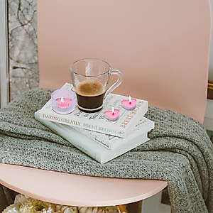 50 Pack Heart Shaped Unscented Tea Lights Candles – Smokeless Tealight Candles - Decorations for Wedding, Party, Votives, Oil Burners and Christma (Pink)