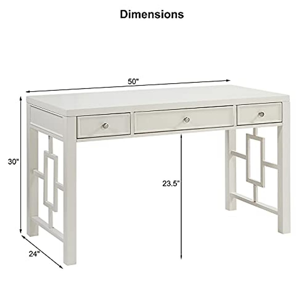Comfort Pointe Verano 3-Drawer White Wood Desk
