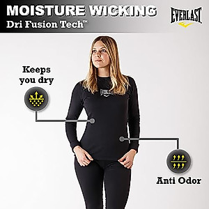 Everlast Womens Base Layer Set - Warm Underlayer Pants & Shirt - Cold Weather - Body Winter Gear Long Underwear & Pajamas (Grey, Large)