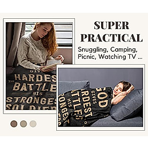 InnoBeta Get Well Gifts for Women, Men, Surgery Gifts for Friends with Cancer, Chemo Patients, Flannel Throw Blanket - 50"x 65", God Gives The Hardest Battles to His Strongest Soldiers