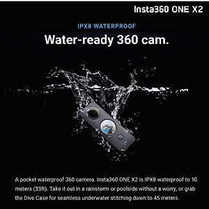 Insta360 ONE X2 360 Camera with Touchscreen - 5.7K30 360 Video, Front SteadyCam Mode, 18MP 360 Photo + InstaPano (No Card)