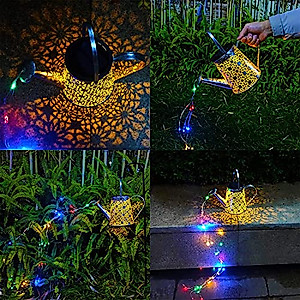 Atildp Upgraded Solar Watering Can, Multicolor 60pcs String Lights for Outdoor Garden, Led Highlight Colourful Light Garden Lamps