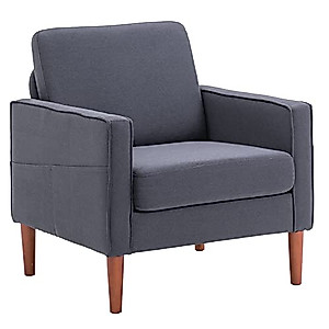 Gray Guest Chair, Office Reception Lobby Sofa Waiting Room Side Office Chair Linen Solid Wood Legs Reception Chairs for Waiting Room Office Home and Meeting Conference 31.5" L x 29.92" W x 33.46" H
