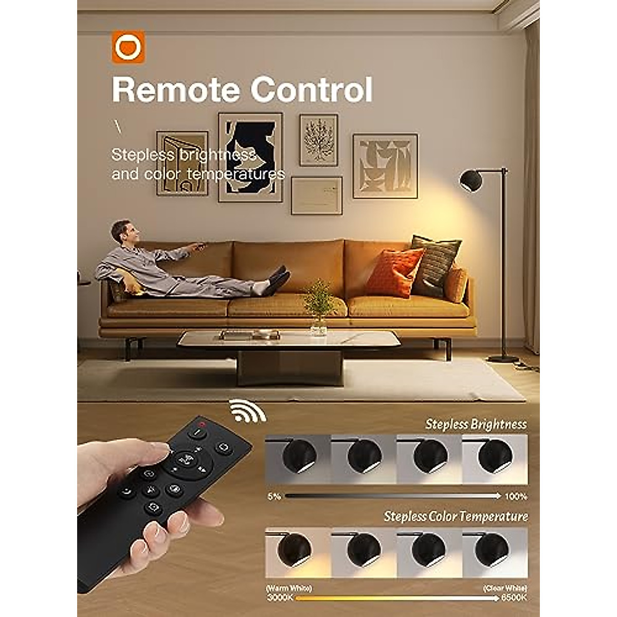 addlon Mid Century Modern Floor Lamp with Remote Control, 63 Inches Adjustable Black Globe Standing Lamp for Living Room,Antique Standing Lamp with Metal Shade for Reading Bedroom Office