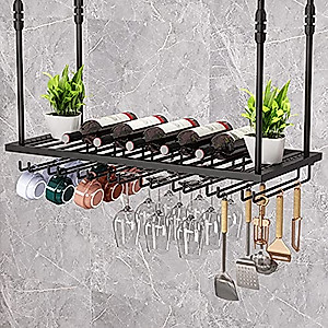 European Style Goblet Wine Rack, Hanging Wine Holder, Creative Bar Counter Wine Glass Wine Storage Shelf, Upside Down Hotel Iron Art High-end Wine Cabinet, Height-Adjustable Wine H