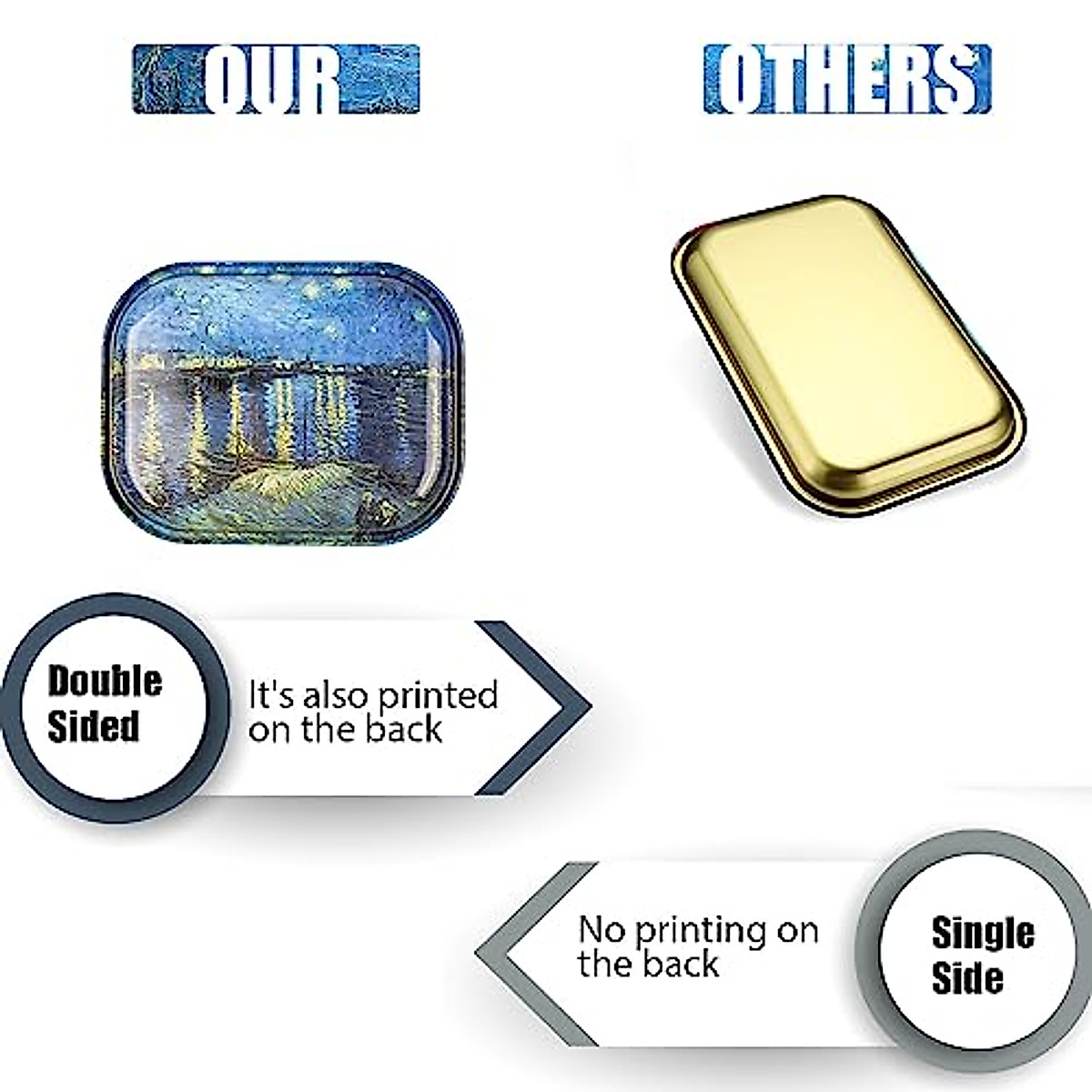 Rolling Tray with Magnetic Lid,Smooth Rounded Edges Double-Sided Printing with Van Gogh Art Premium Metal Small Tray,Perfect Storage for Home Or On-The-go-7" X 5.5" (Van Gogh Art)