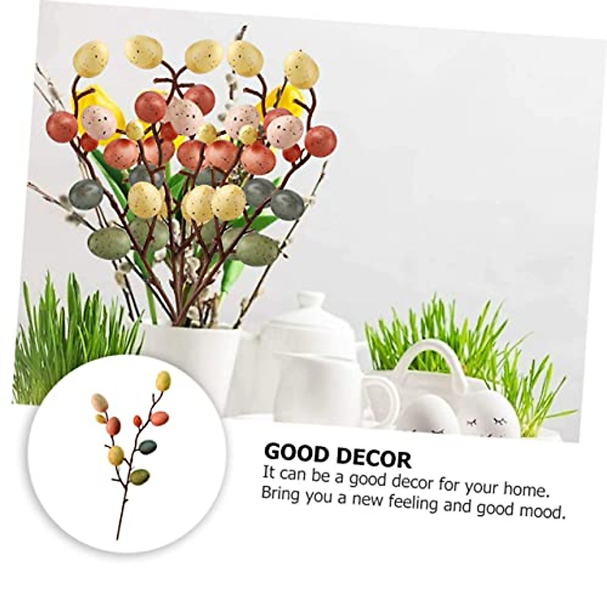 Abaodam 5 Egg Decoration Easter Flower Arrangement Egg Easter Egg Tree Branch DIY Crafts Egg Easter Picks with Pastel Easter Eggs Easter Egg Garland Easter Flowers Indoor Foam Forsythia