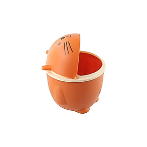 GUEDKIKL Cartoon Cat Trash Can, Mini Cute Garbage Storage Bin Orange Creative Desktop Waste Box Portable Garbage Can with Swing Lid for Livingroom Bedroom